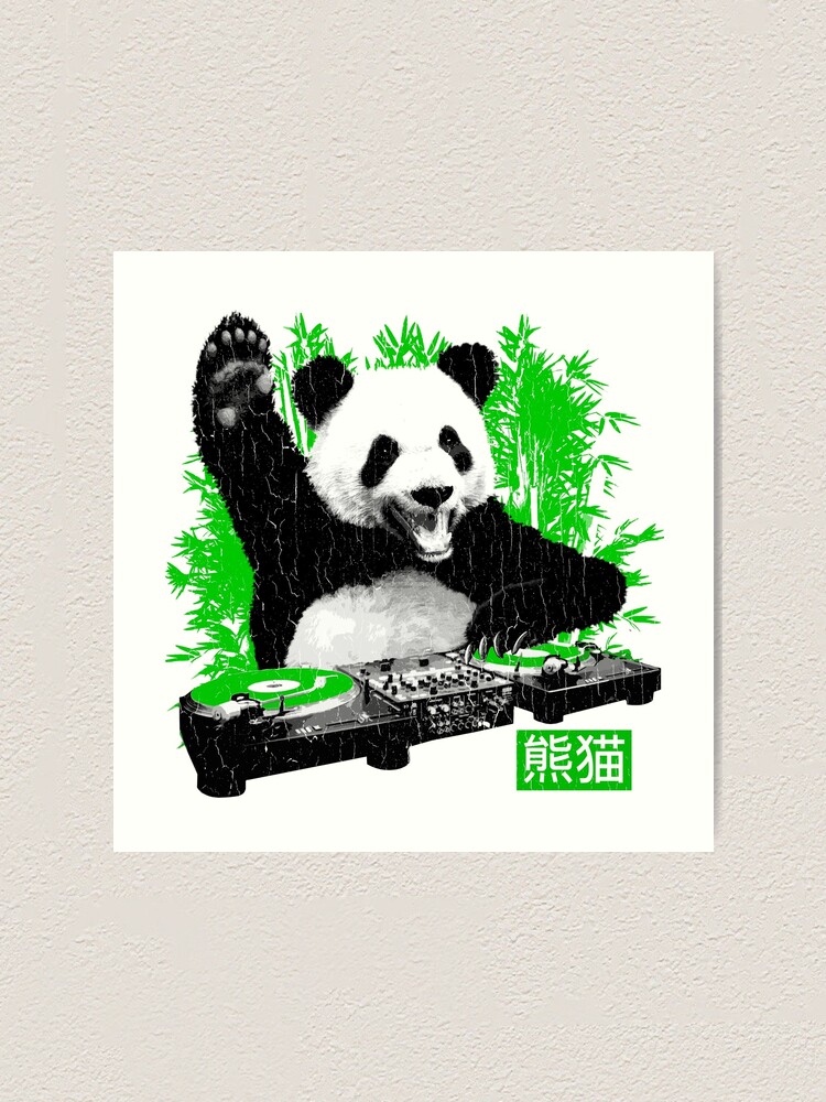 "DJ Panda (vintage distressed look)" Art Print by robotface | Redbubble