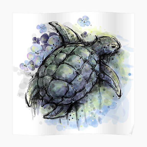 "Turtle Ink" Poster for Sale by xMorfina | Redbubble