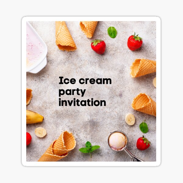 "Ice cream party invitation" Sticker for Sale by Delicarte | Redbubble