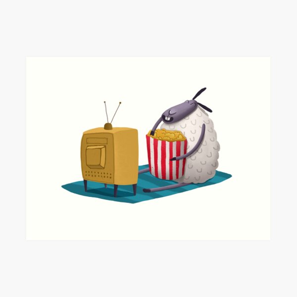 "Funny sheep watching TV illustration" Art Print for Sale by Bakulina ...