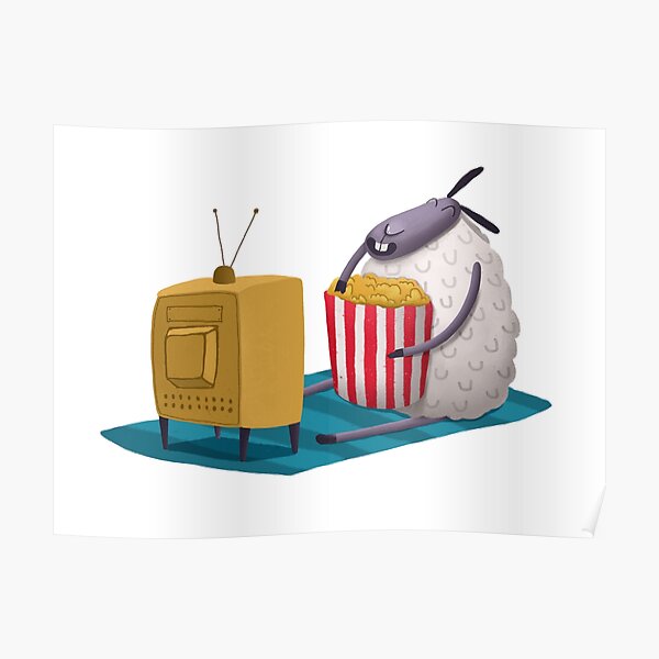 "Funny sheep watching TV illustration" Poster by Bakulina | Redbubble