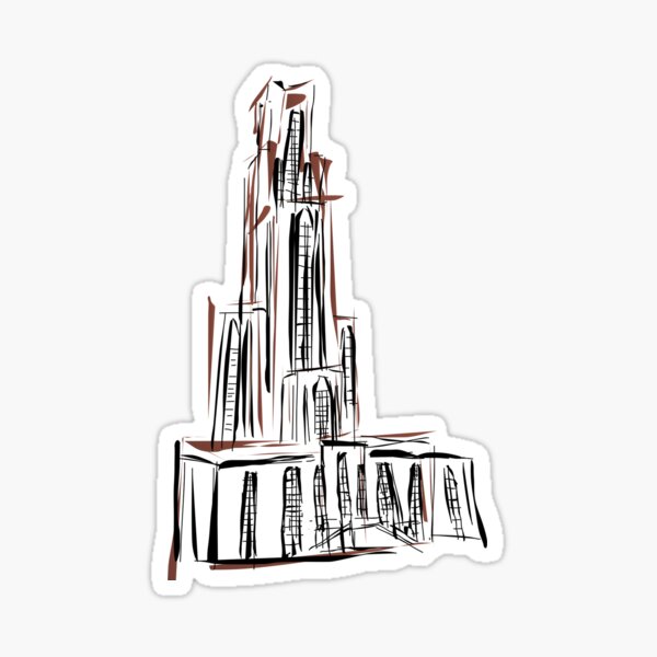 "Cathedral of Learning Sketch University of Pittsburgh" Sticker for ...