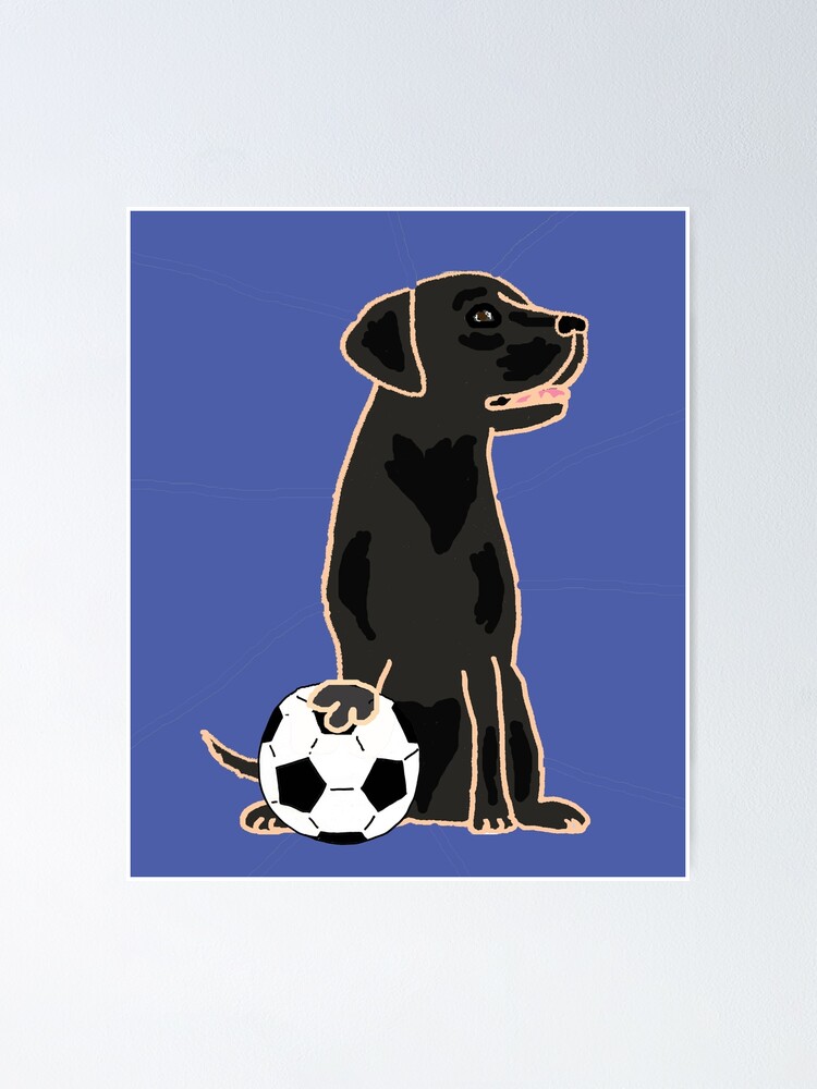 "Cute Black Lab Playing Football Cartoon" Poster by naturesfancy ...
