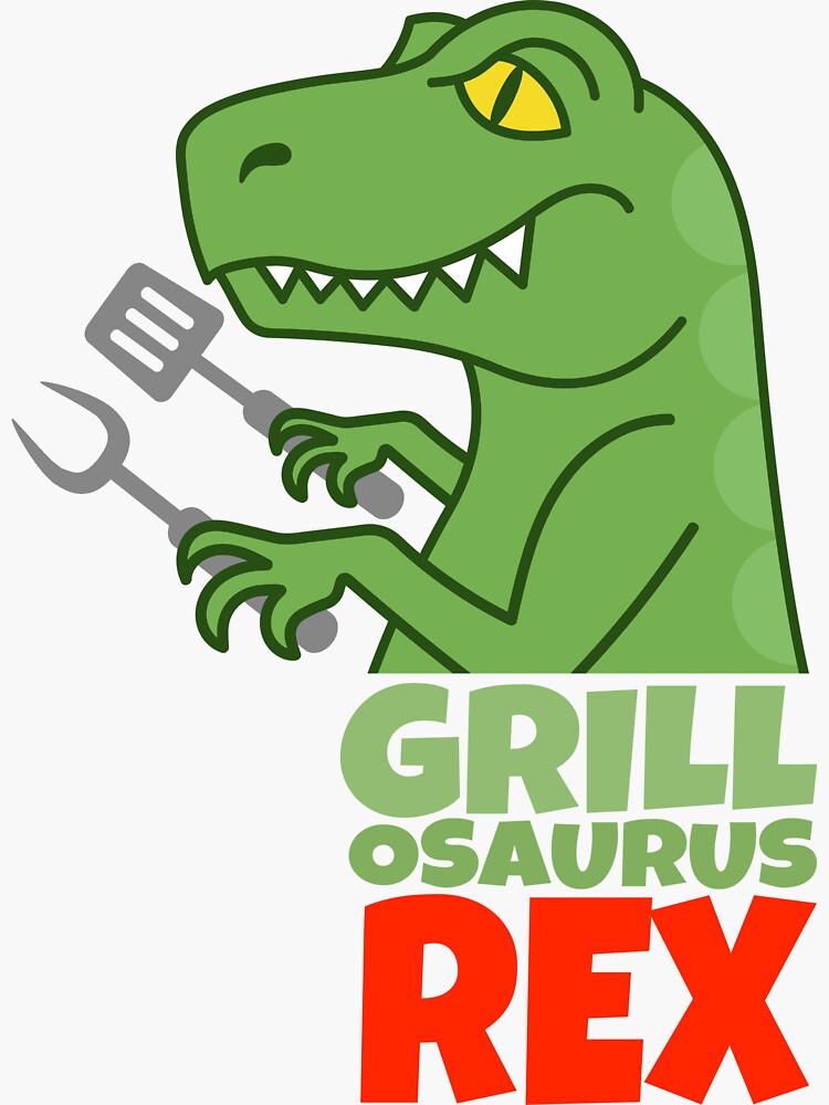 "Grillosaurus Rex BBQ tee" Sticker for Sale by AndApArt | Redbubble