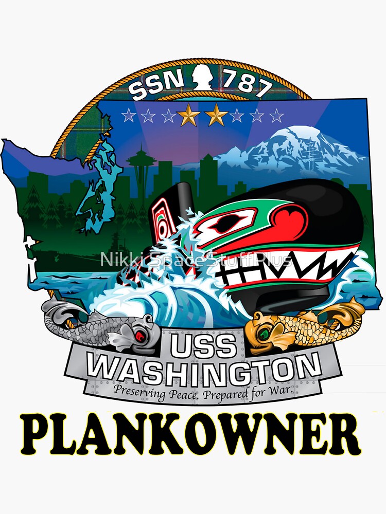 "SSN-787 USS Washington Plank Owner Crest" Sticker for Sale by ...