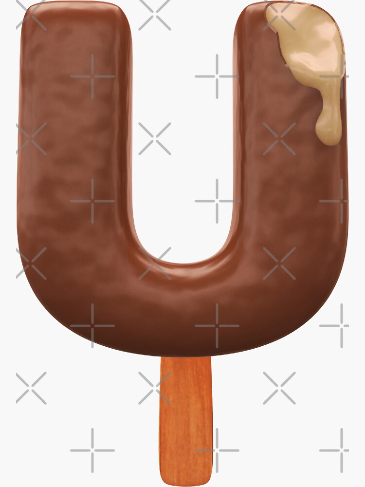 "U Ice Cream U Letter 3d Alphabet Chocolate" Sticker for Sale by ...