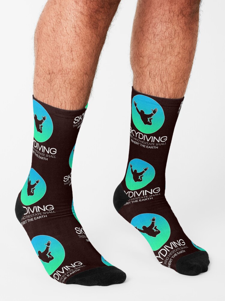 "Funny Hesitate and Inherit the Earth Skydive Gift Design" Socks for ...