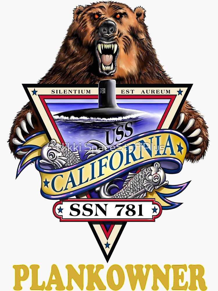 "SSN-781 USS California Plank Owner Crest for Dark Colors" Sticker for ...