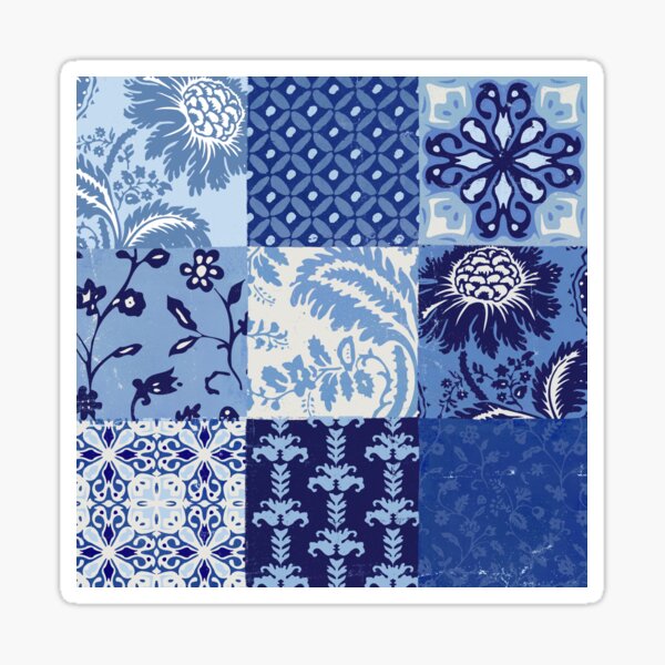 "Blue Patchwork" Sticker by SteveRH | Redbubble