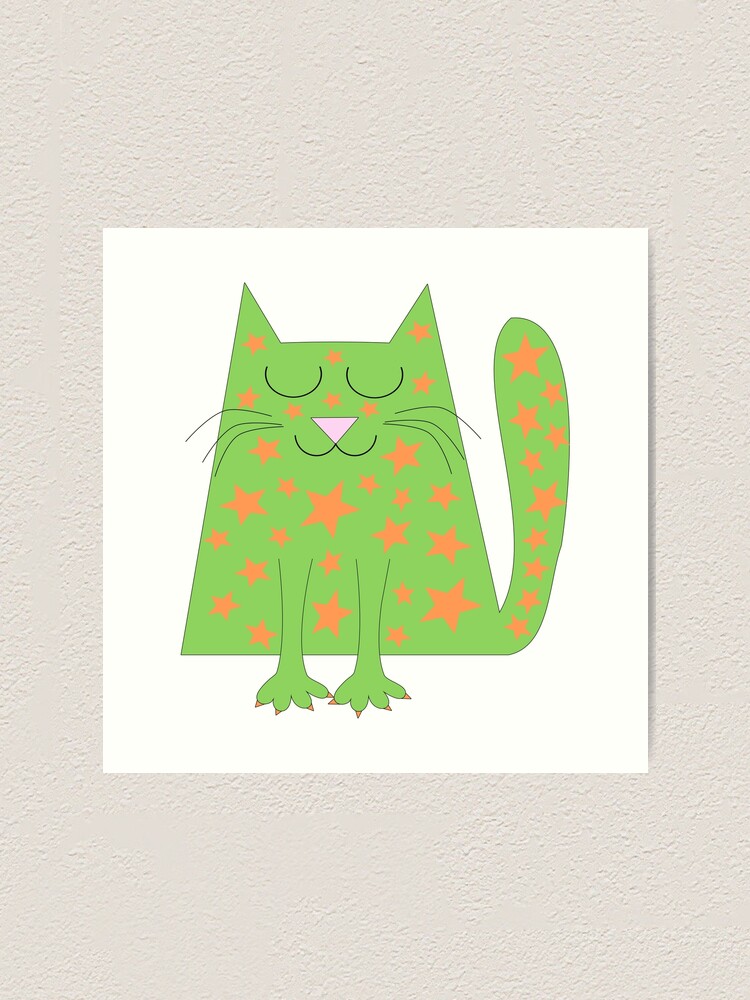 "Cute cartoon star cat" Art Print by Fluffpotsdesign | Redbubble