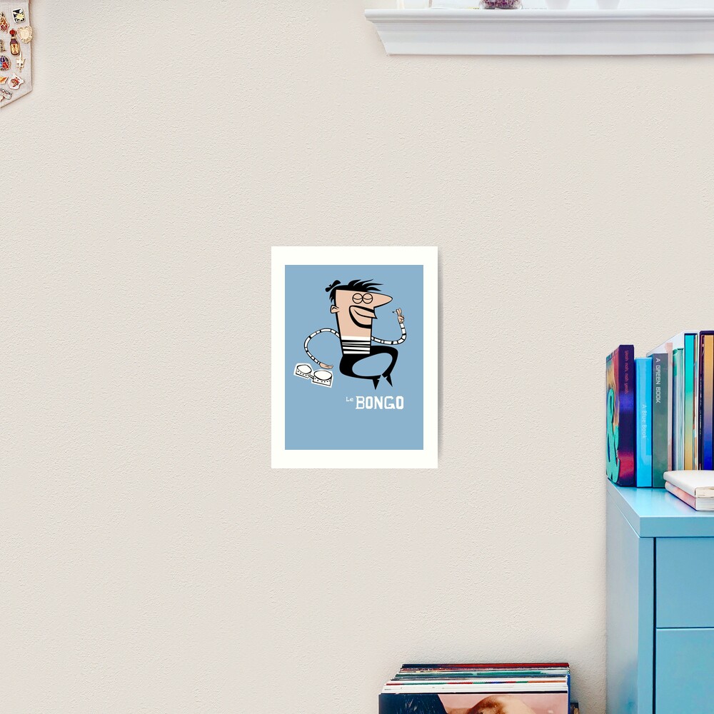 "Le Bongo: Beatnik playing the bongos cartoon" Art Print by ...