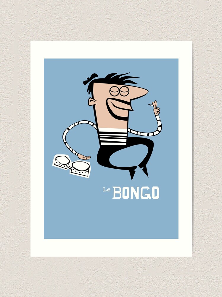 "Le Bongo: Beatnik playing the bongos cartoon" Art Print by ...