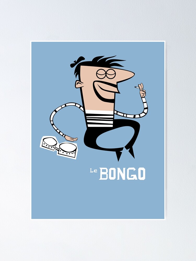 "Le Bongo: Beatnik playing the bongos cartoon" Poster by ...