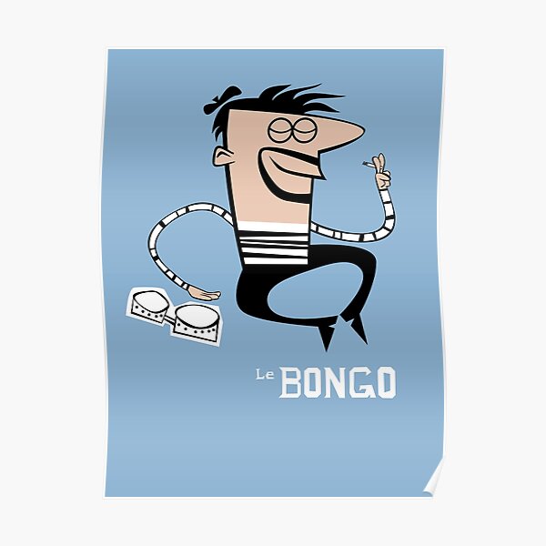 "Le Bongo: Beatnik playing the bongos cartoon" Poster by ...