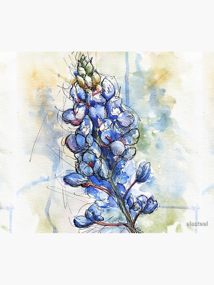 "Texas Bluebonnet Wildflower Watercolor by Ela Steel" Tapestry for Sale ...