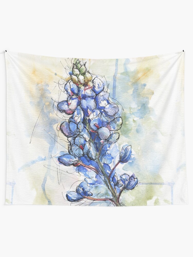"Texas Bluebonnet Wildflower Watercolor by Ela Steel" Tapestry for Sale ...