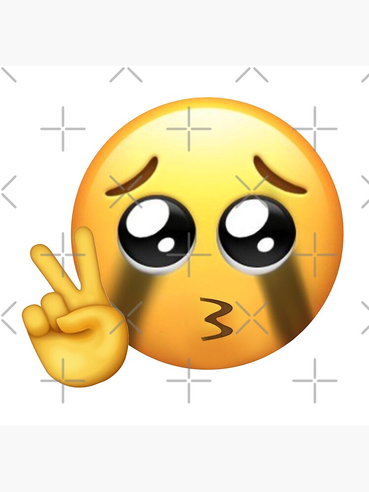 "crying peace sign pleading emoji - mental breakdown lol " Canvas Print ...