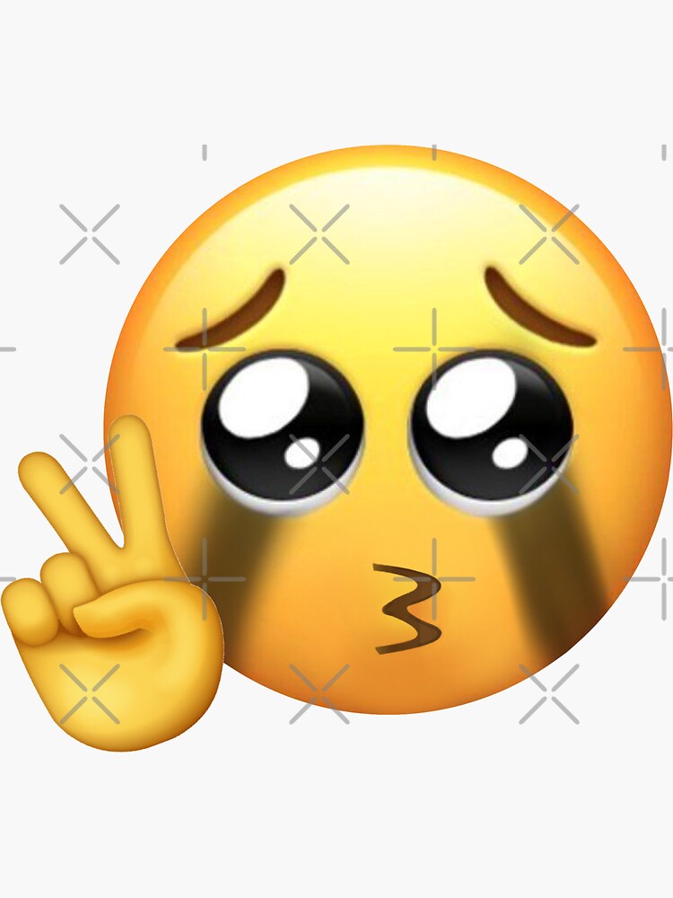 "crying peace sign pleading emoji - mental breakdown lol " Sticker for ...