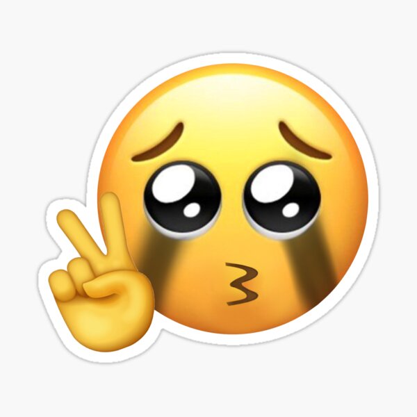 "crying peace sign pleading emoji - mental breakdown lol " Sticker for ...
