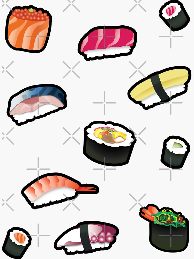 "New Sushi Stickers" Sticker for Sale by thickblackoutline | Redbubble