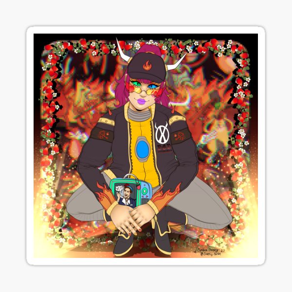 "Afterburner merch girl fan art (DGD)" Sticker by CheekyBlush | Redbubble