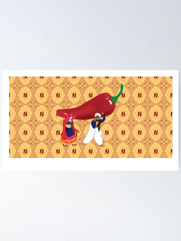 "Indian Chilli Pattern Mask" Poster for Sale by IbbytheArtyr | Redbubble