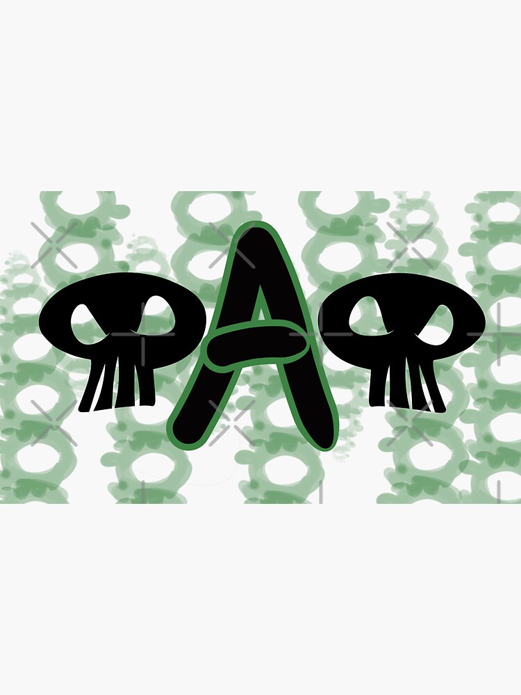 "Skull letter A green black art, for face mask name letter, wall art ...