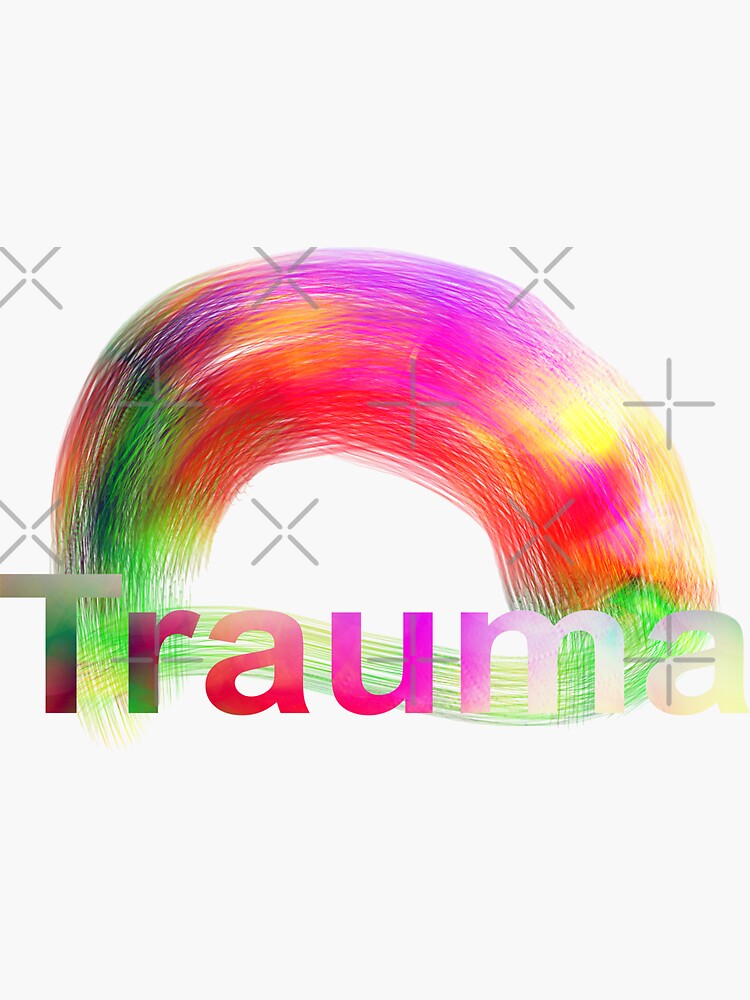 Pegatina «Trauma Rainbow vision brillo texto tipografía resumen» de ...
