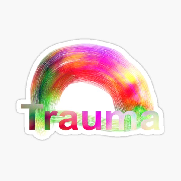 Pegatina «Trauma Rainbow vision brillo texto tipografía resumen» de ...
