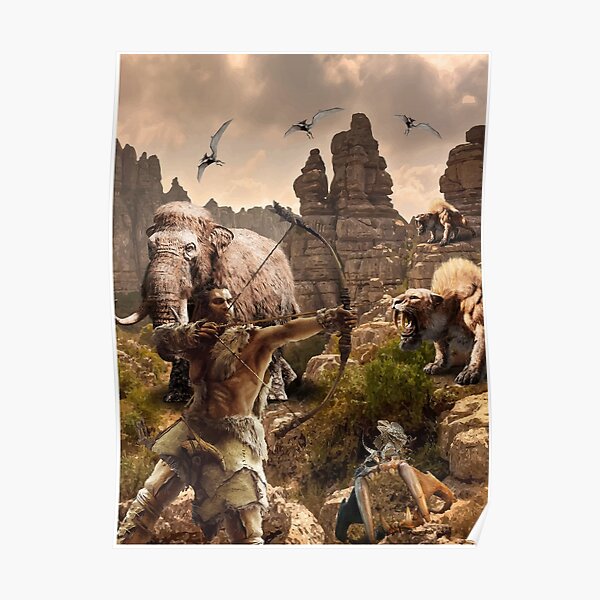 "CAVEMAN ON THE HUNT" Poster for Sale by johnnyssandart | Redbubble
