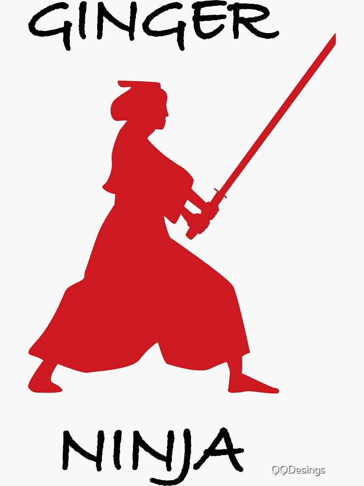 "Ginger Ninja Red Hair Stickers" Sticker by QQDesings | Redbubble