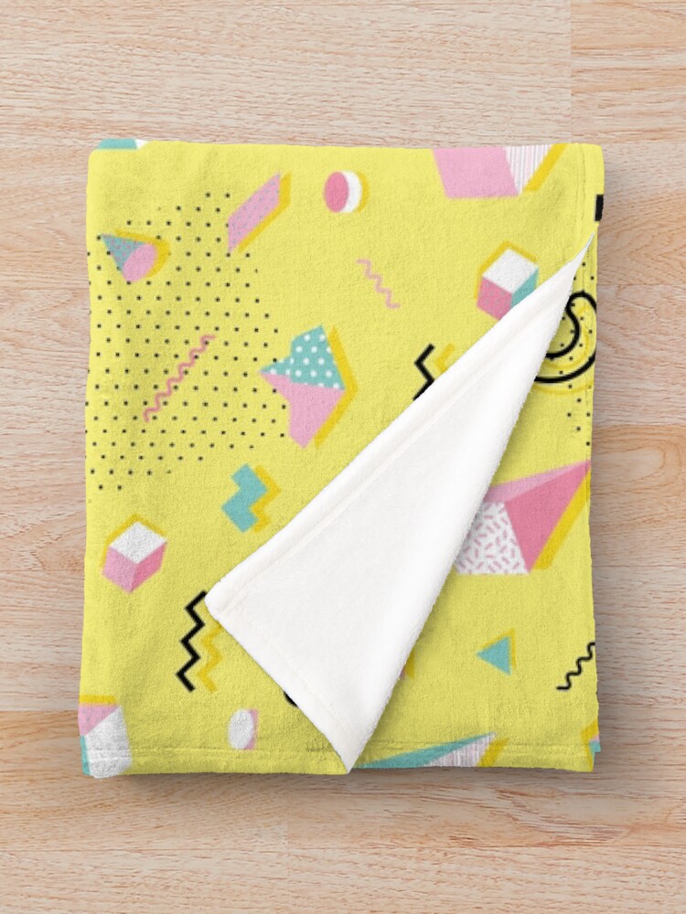 "Funky 80s eighties Memphis Pattern Design in Egg Yellow" Throw Blanket ...