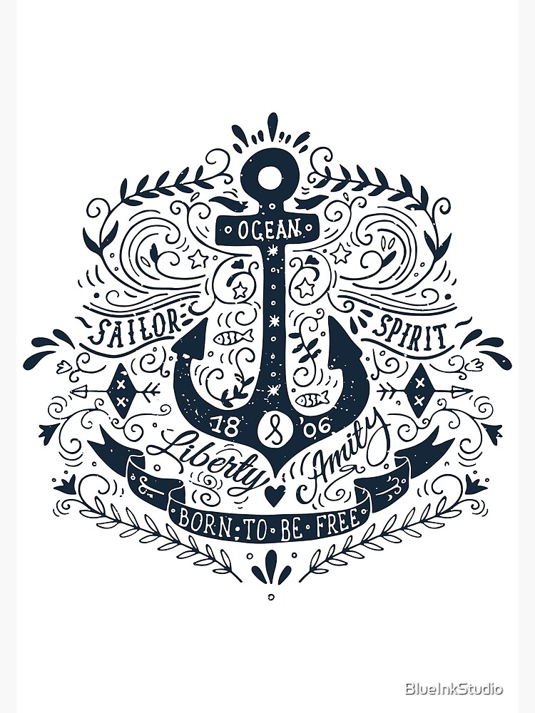 "Nautical vintage label with an anchor and hand lettering." Poster for ...