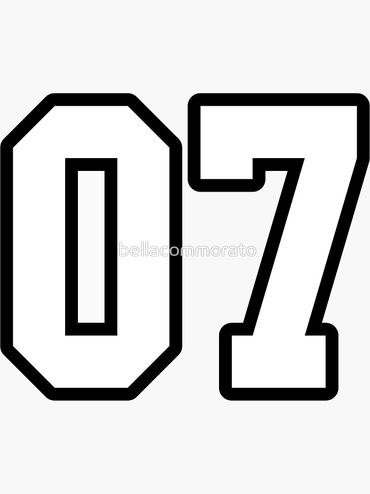 "Jersey number 07" Sticker for Sale by bellacommorato | Redbubble