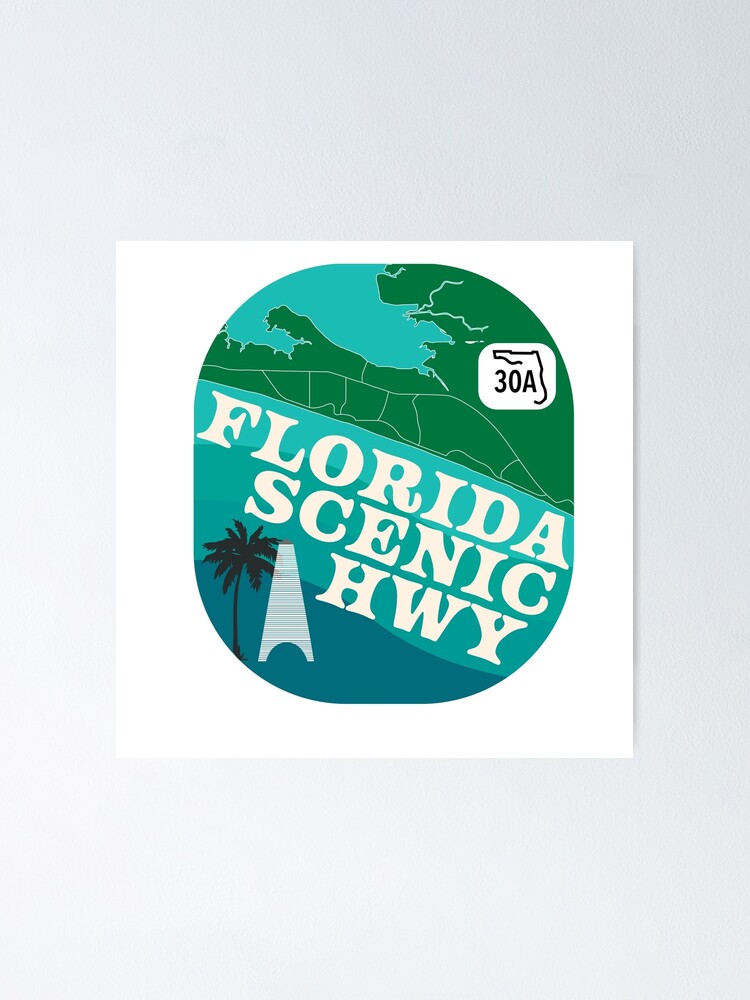"30A beach seaside map sticker" Poster for Sale by chloechristianm ...