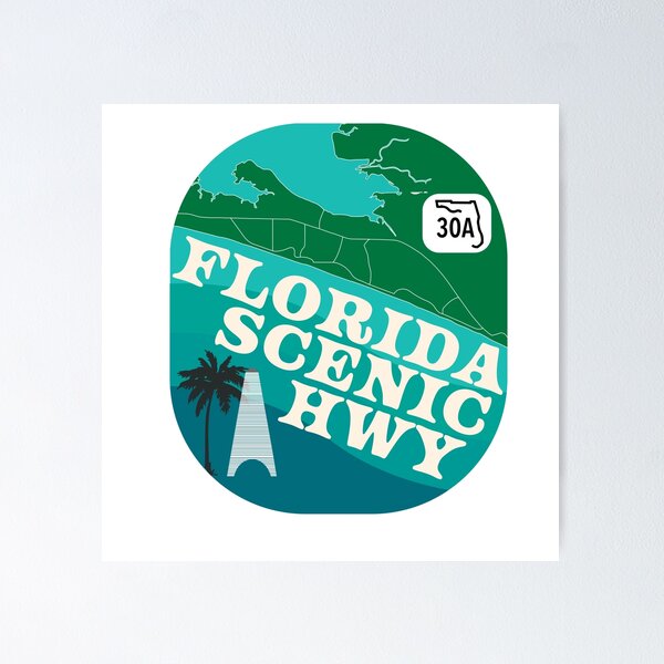 "30A beach seaside map sticker" Poster for Sale by chloechristianm ...