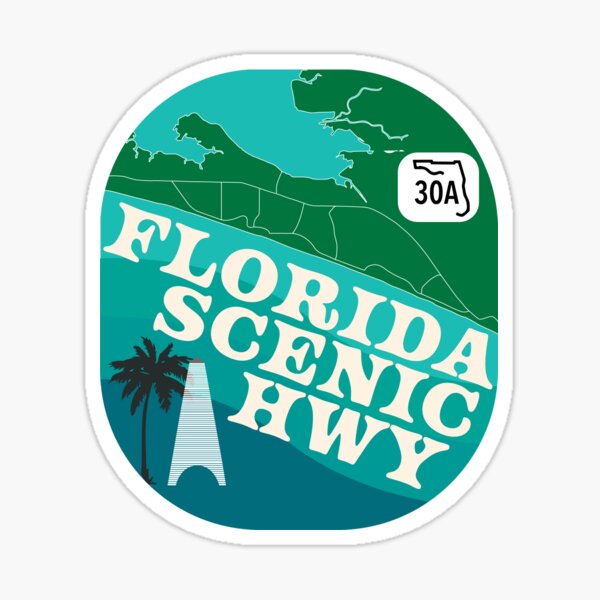 "30A beach seaside map sticker" Sticker by chloechristianm | Redbubble