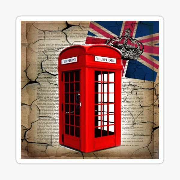"rustic grunge union jack retro london telephone booth" Sticker for ...