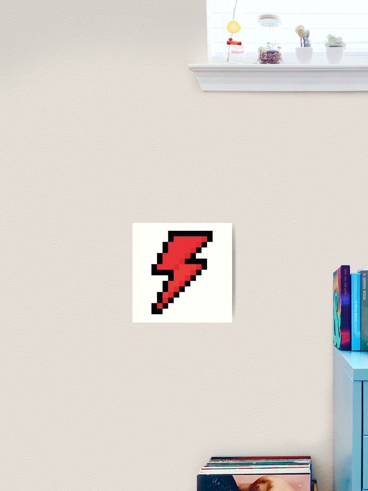 "Pixelated Lightning Bolt (Red/Black)" Art Print for Sale by Fox Newton ...
