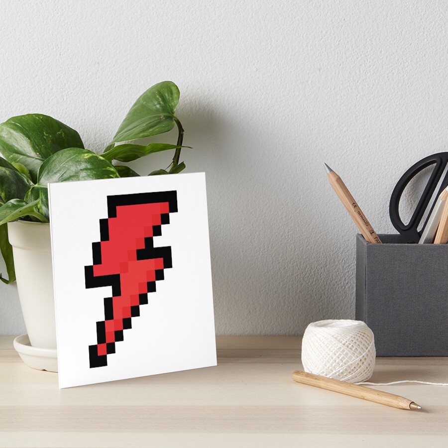 "Pixelated Lightning Bolt (Red/Black)" Art Print for Sale by Fox Newton ...
