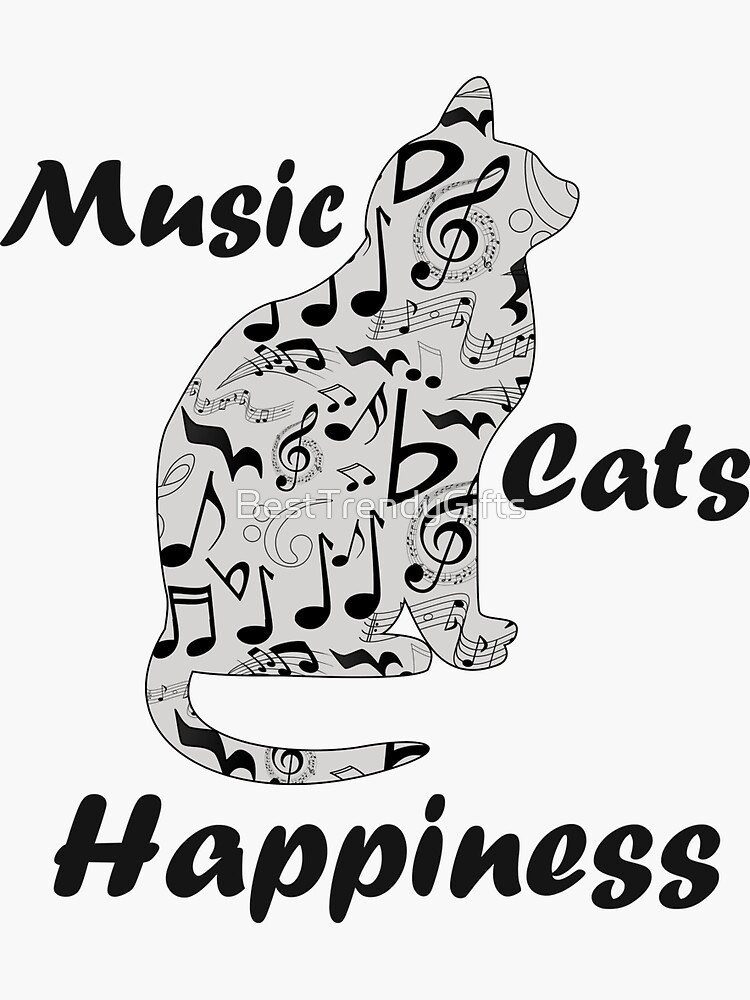 "Music Notes Cats Happiness Art - Musician" Sticker for Sale by ...