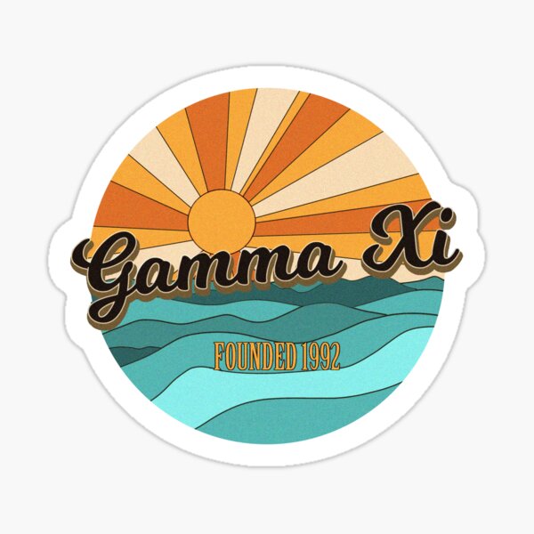 "Gamma Xi Retro Sunset" Sticker by carinakru | Redbubble