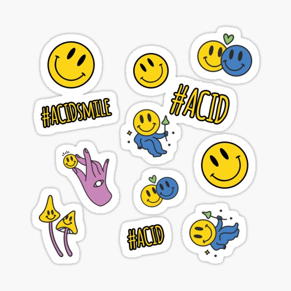 "Acid House Smile Face Pack" Sticker for Sale by 10rano | Redbubble
