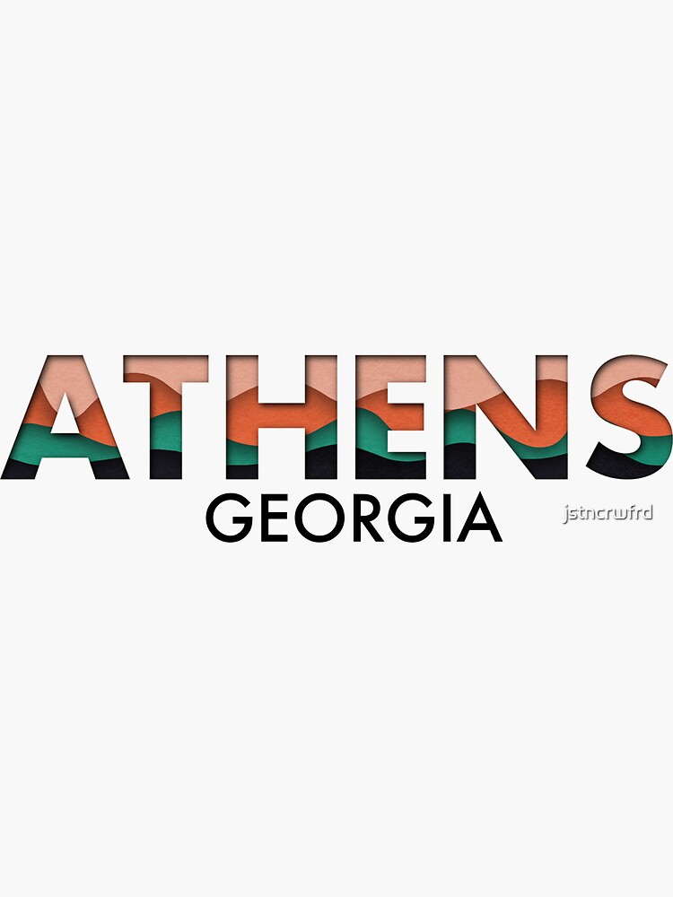 "Athens Georgia Papercut Style" Sticker by jstncrwfrd | Redbubble