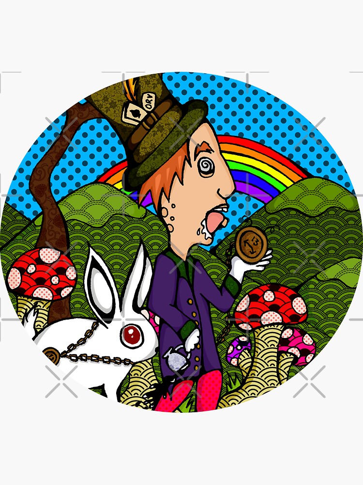 "Mad Hatter & Rabbit" Sticker by ogfx | Redbubble