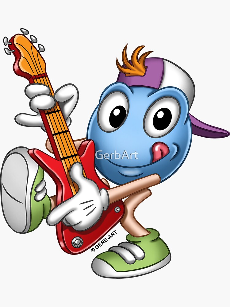 Smiley Guitar Hero Sticker For Sale By Gerbart Redbubble