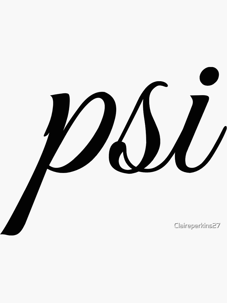 "Cursive Psi" Sticker by Claireperkins27 | Redbubble