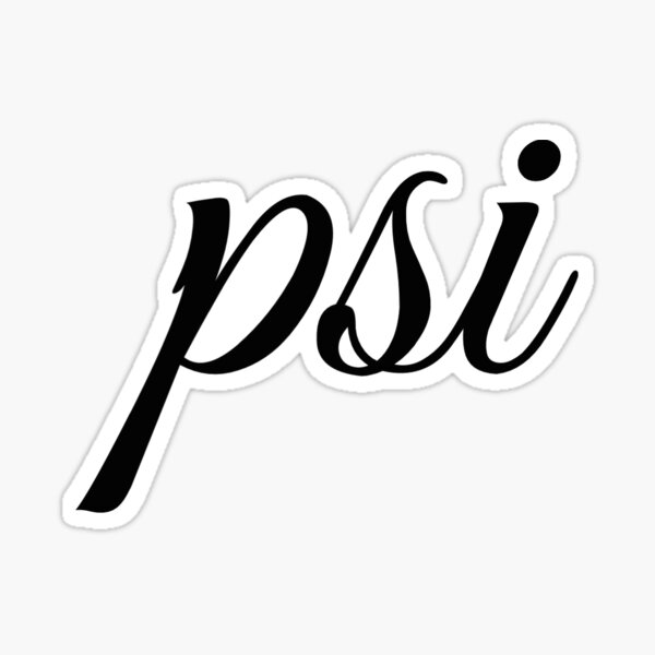 "Cursive Psi" Sticker by Claireperkins27 | Redbubble