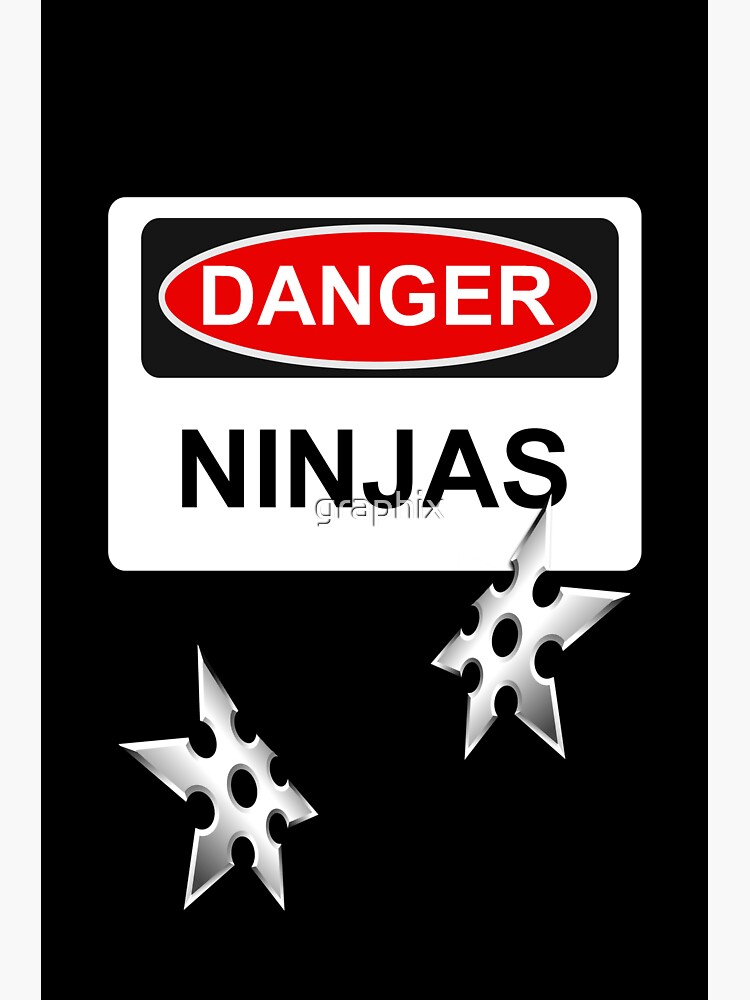 "Danger Ninjas - Warning Sign & Throwing Stars" Sticker by graphix ...