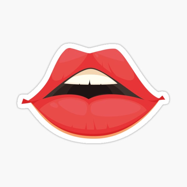 " Funny Smiley Red Lips " Sticker by CreativeProd | Redbubble